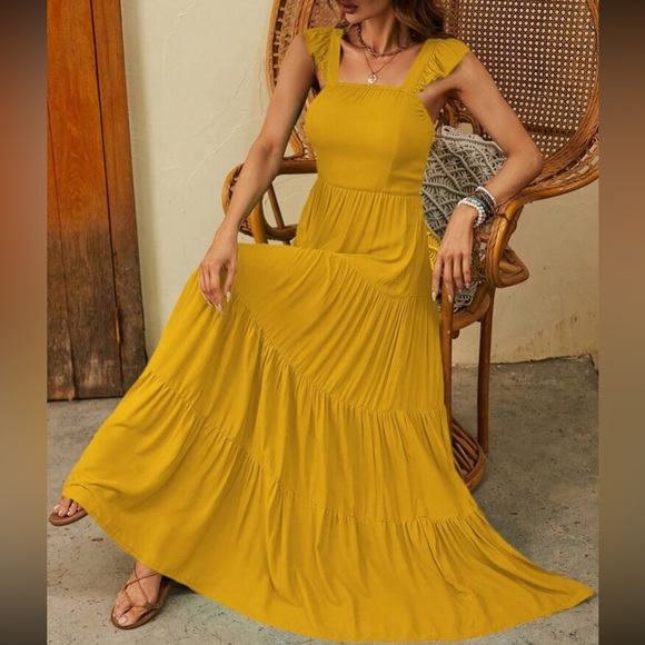 Accessories | Bobo Ruffle Hem Backless Maxi Dress | Poshmark